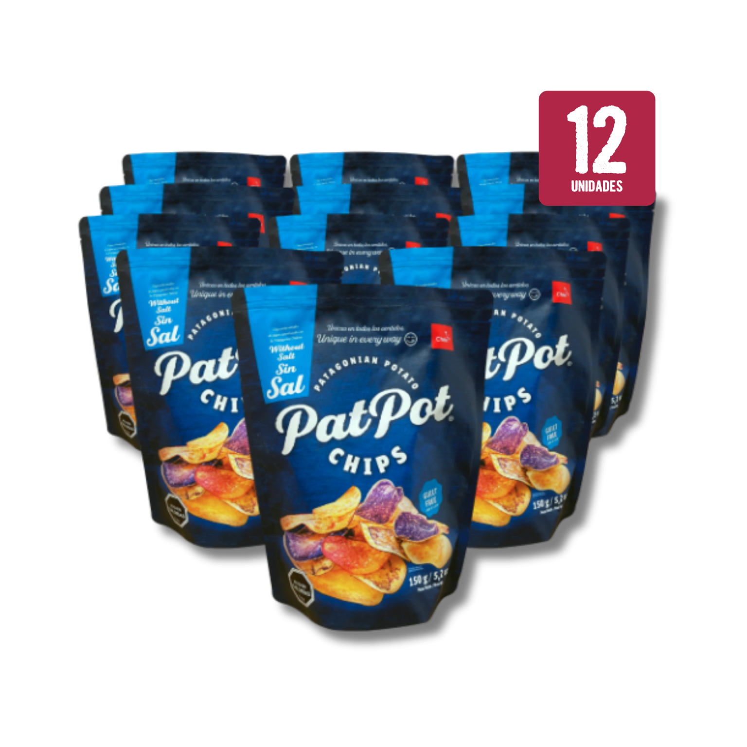 Caja de 12 PatPot 150 g. Sin Sal – PatPot Chips | Todo el sabor de la ...